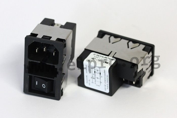 Schurter RFI filters, with IEC plug, fuse holder and switch, DD12 ...