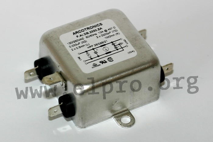 Arcotronics RFI filters, with faston plug terminal - elpro Elektronik