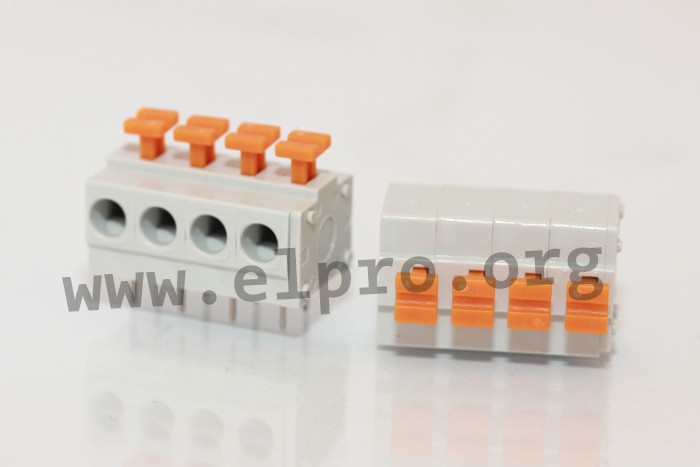 Stelvio Kontek spring terminal blocks, pitch 5mm, 10A, with lever, MRT1 ...